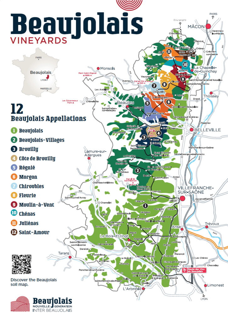 Beaujolais vineyard map in English - 21x29,7 - Beaujolais